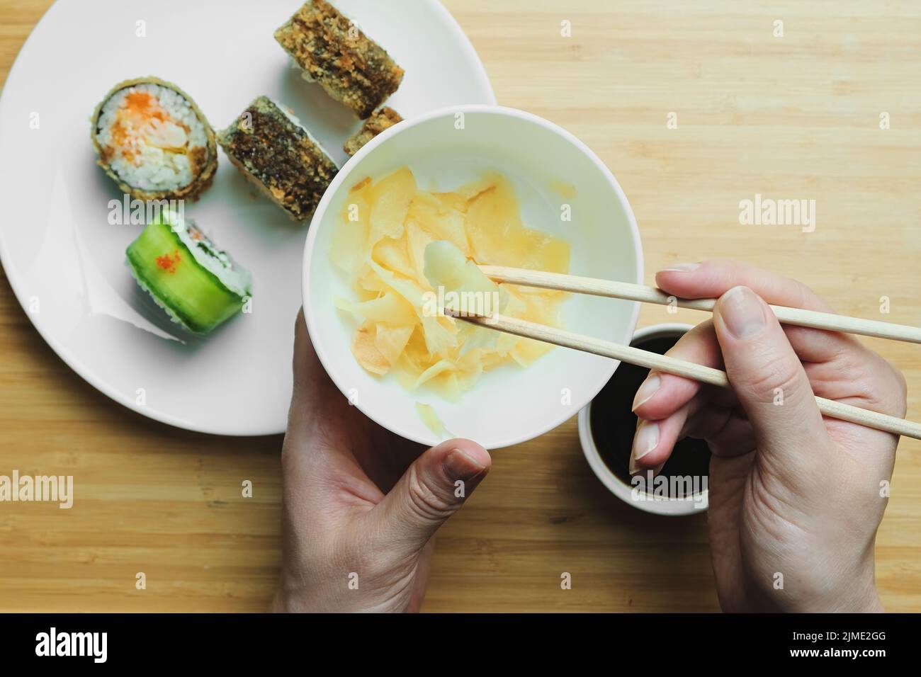 Japanese kitchen. Set of Japanese sushi and rolls. Food sticks Stock ...