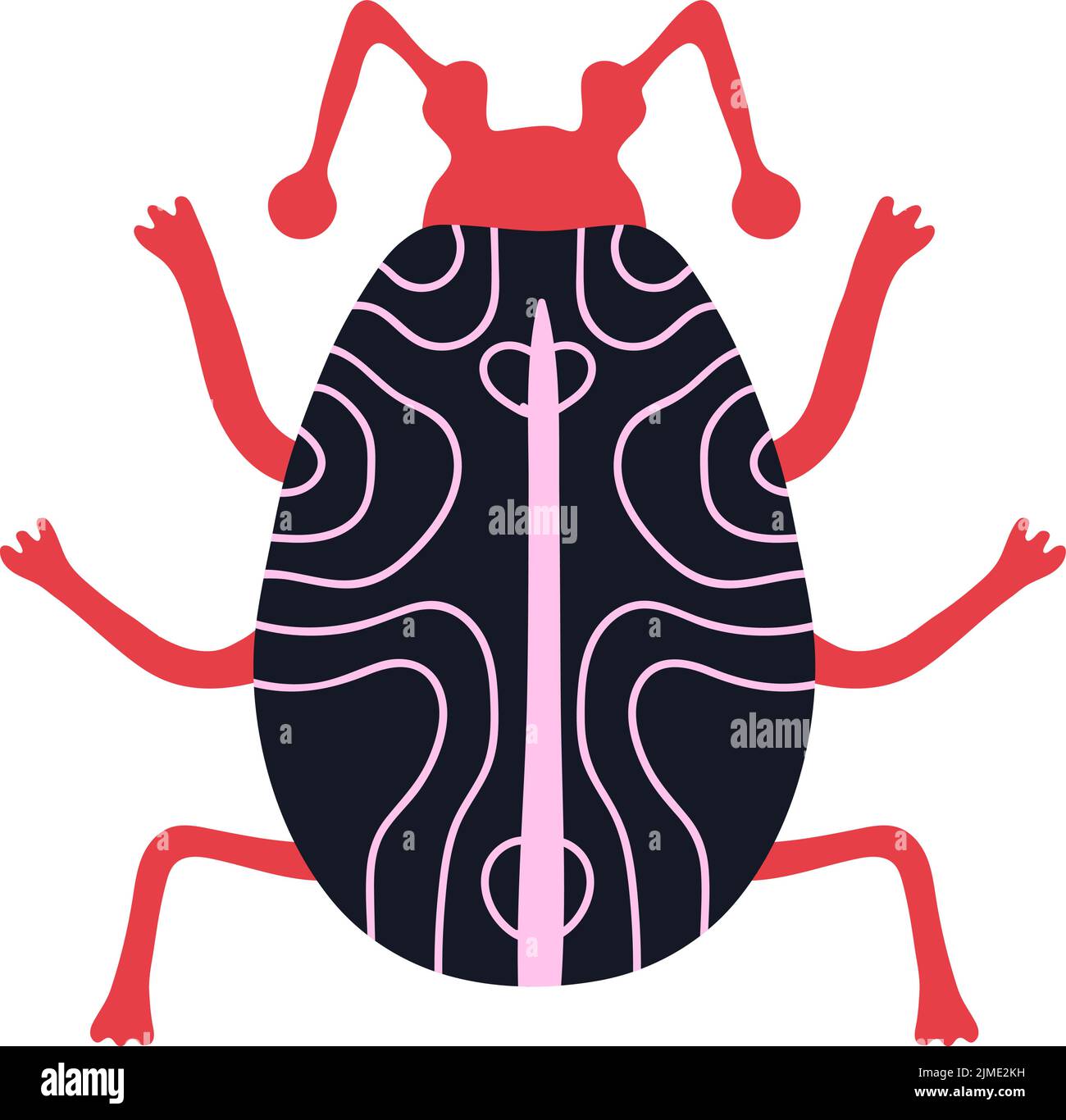 Decorative bug. Flying insect in folk style. Patterned beetle Stock ...
