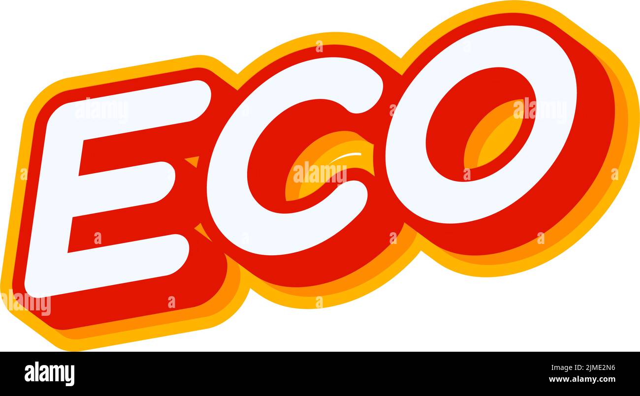 Eco isolated on white colourful text effect design vector. Text or ...