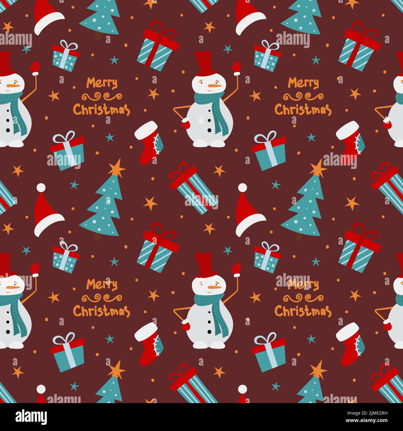 Snowman christmas tree pattern Stock Vector Images - Alamy