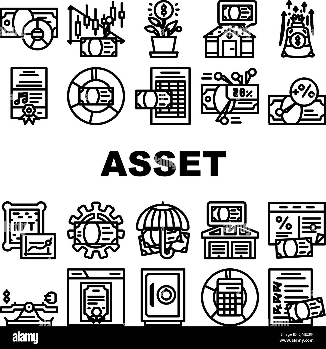 Asset Management Digital Business Icons Set Vector Stock Vector Image And Art Alamy