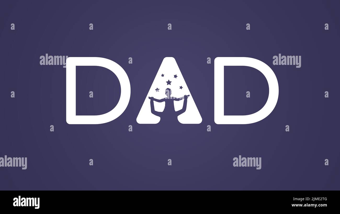 Vector illustration of the word dad, father holding a boy on his ...