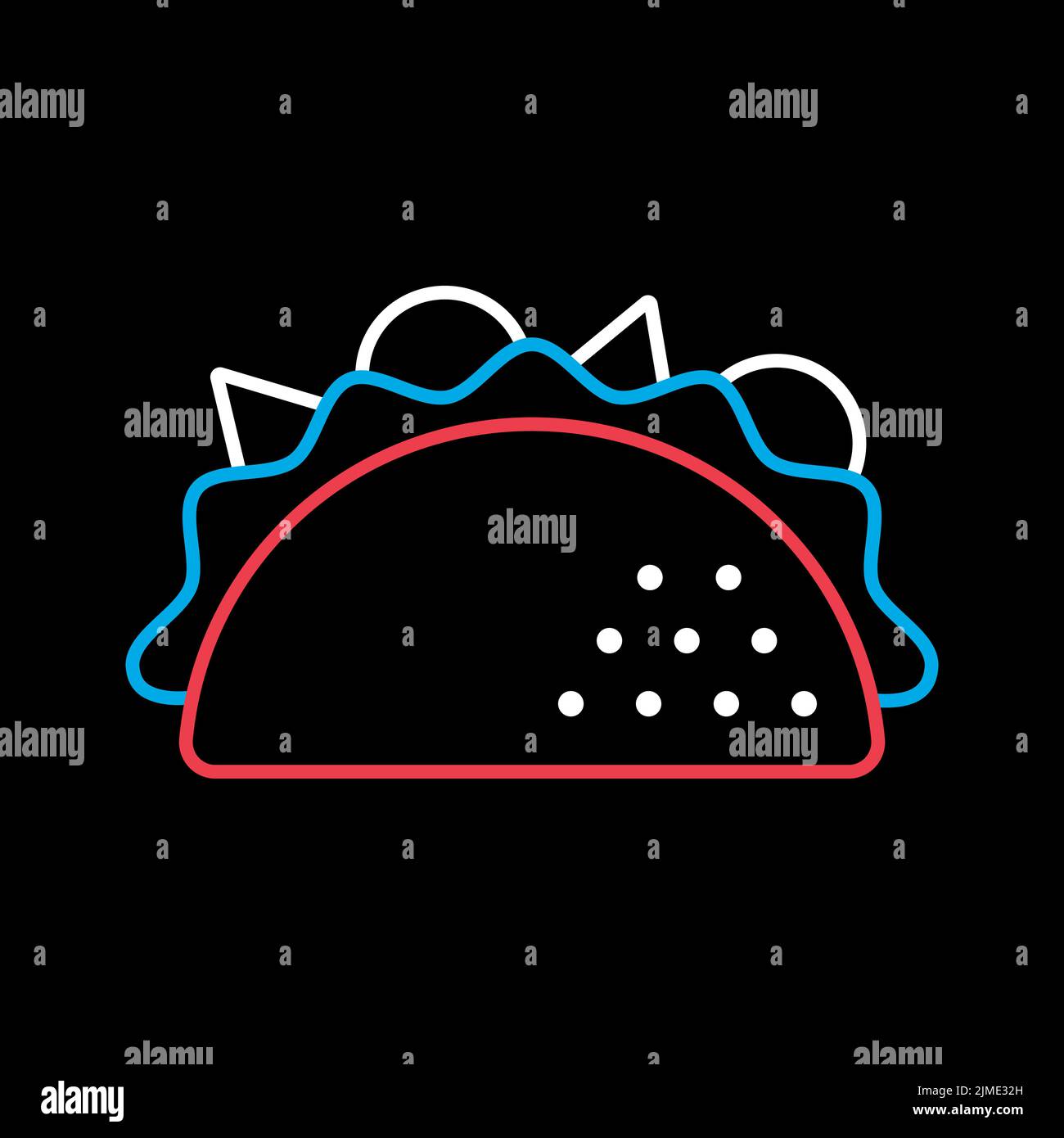 Taco vector isolated on black background icon. Fast food sign. Graph ...