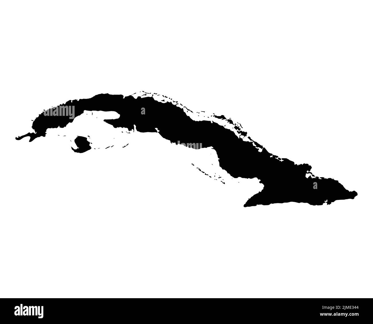 Cuba Map. Cuban Country Map. Black and White National Outline Geography ...