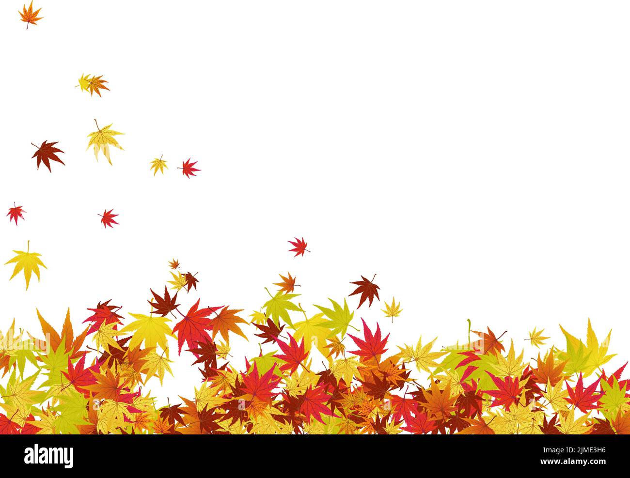 Autumn Leaves Border. Red, yellow and orange color fall leaves with ...