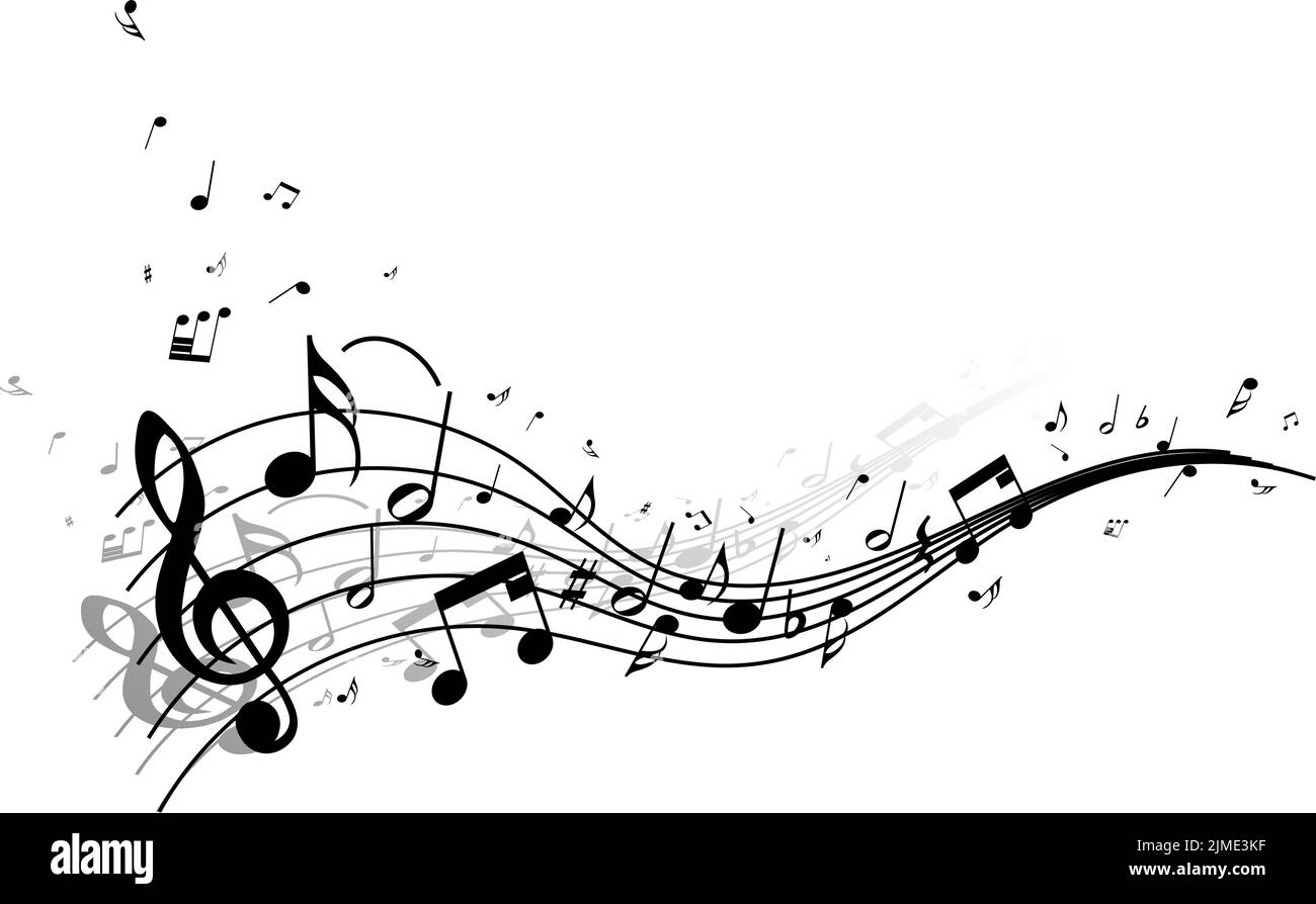 Musical notes with shadow.Abstract musical background. Musical notation ...