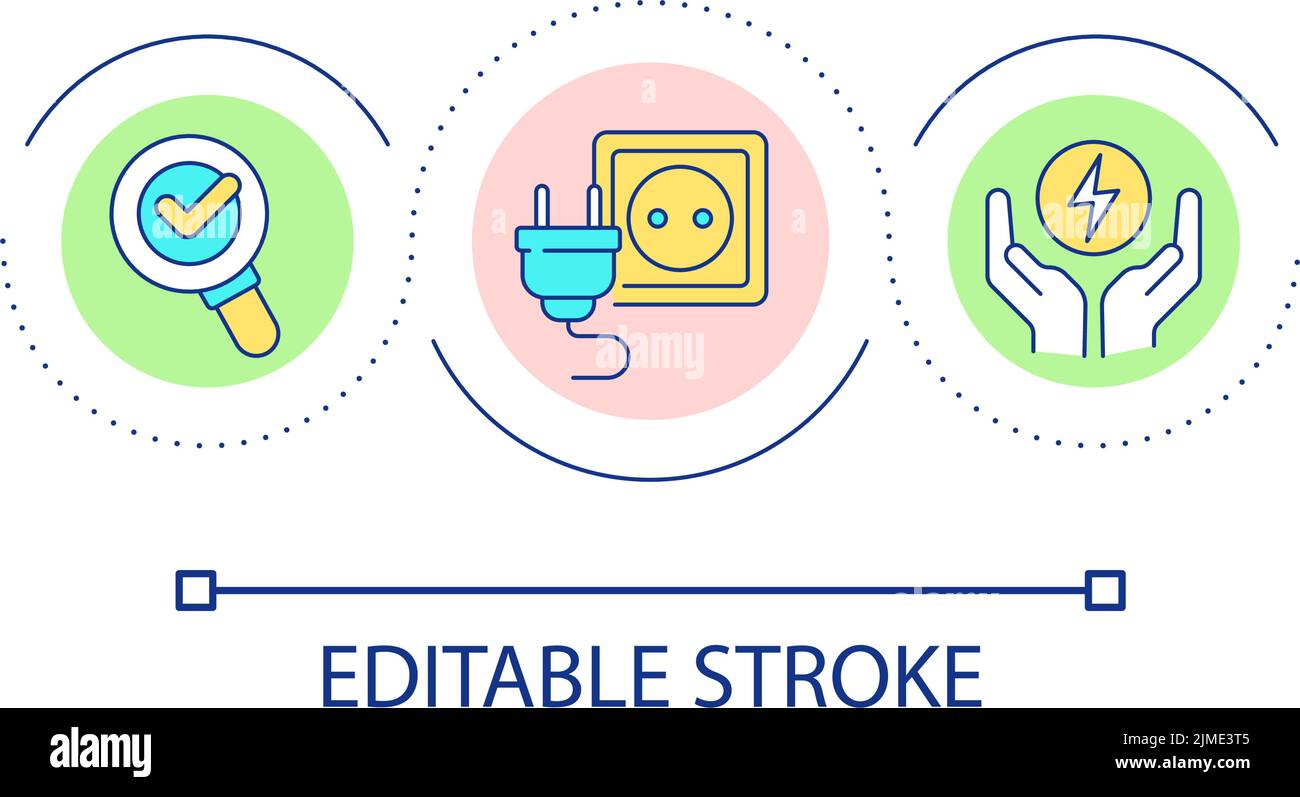 Unplug electric appliances when leaving loop concept icon Stock Vector ...