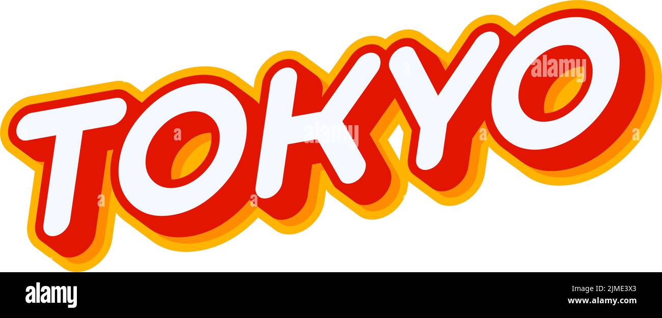 Tokyo city. Capital of Japan lettering isolated on white colourful text ...