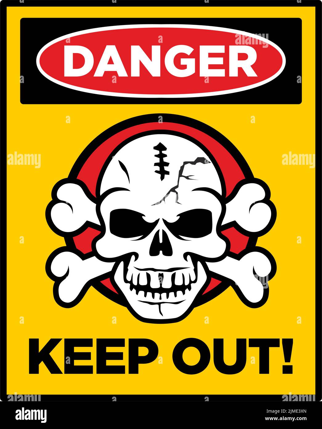 Human skull with crossbones symbolizing danger. Warning vector sign ...