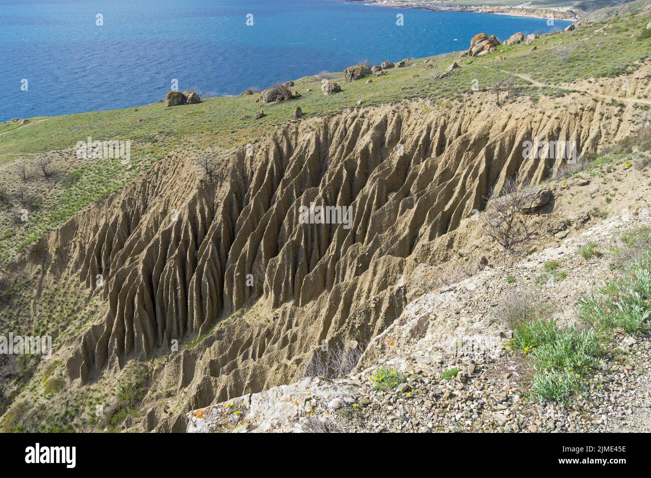 Clay slope with weathering and soil erosion Stock Photo - Alamy