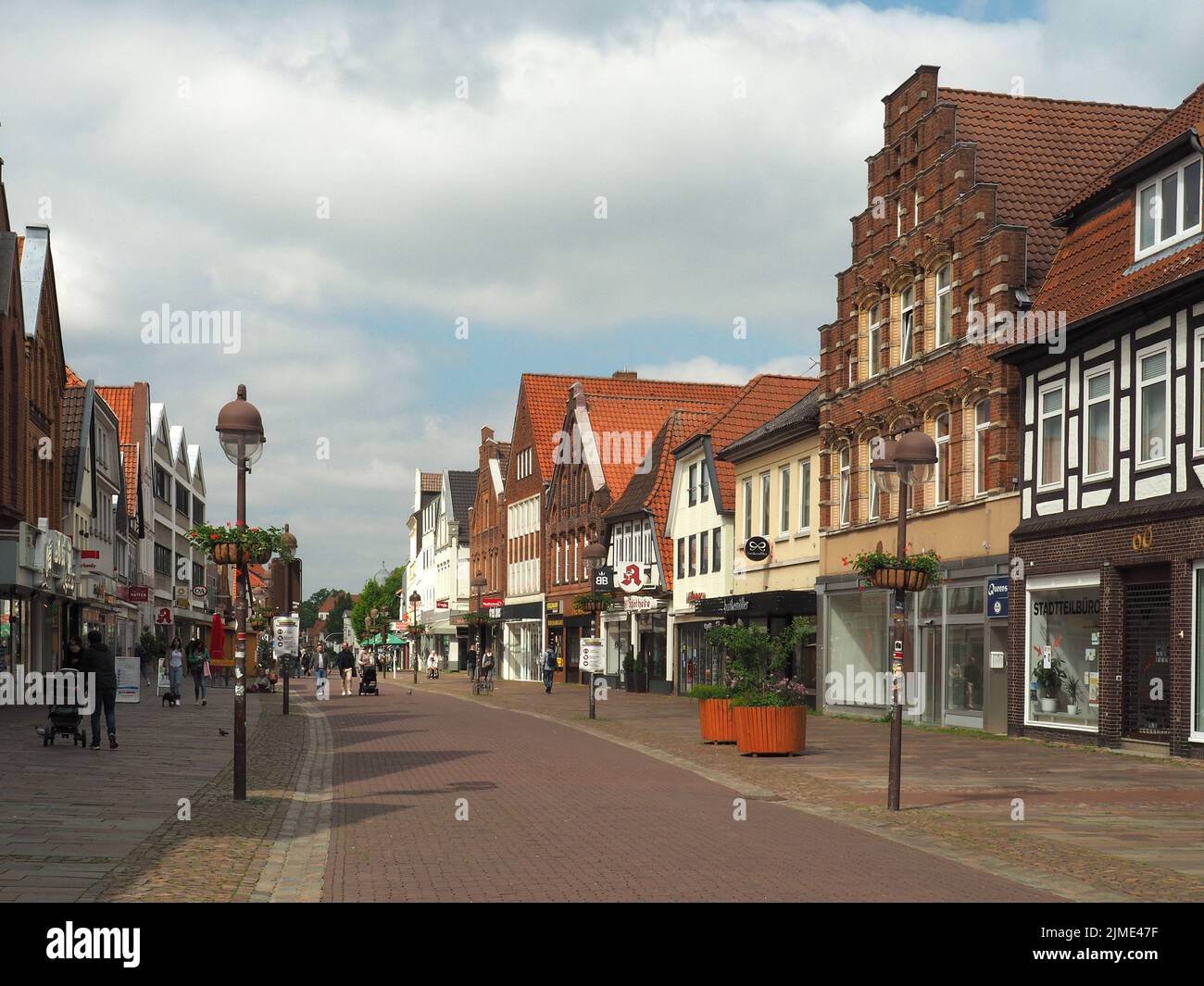 Pedestrian zone in Nienburg on the Weser Stock Photo - Alamy