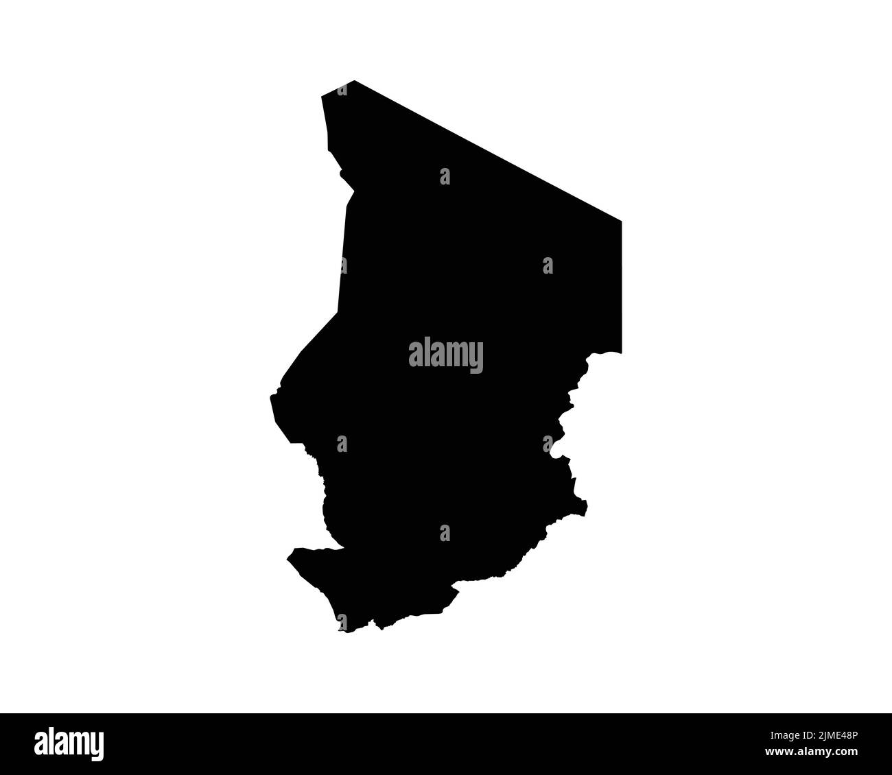 Chad Map. Chadian Country Map. Black and White National Outline ...