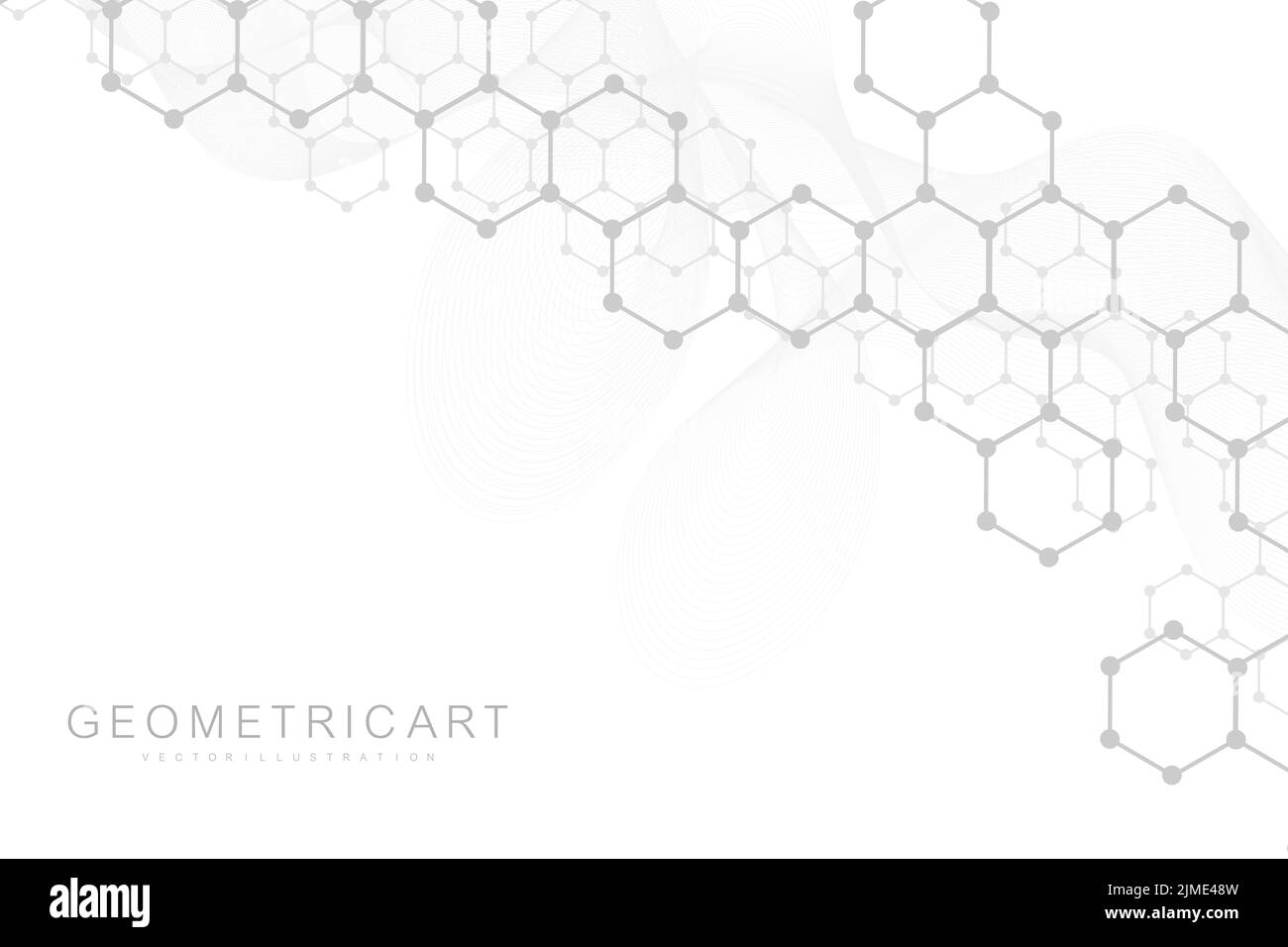 Science network pattern, connecting lines and dots. Technology hexagons ...