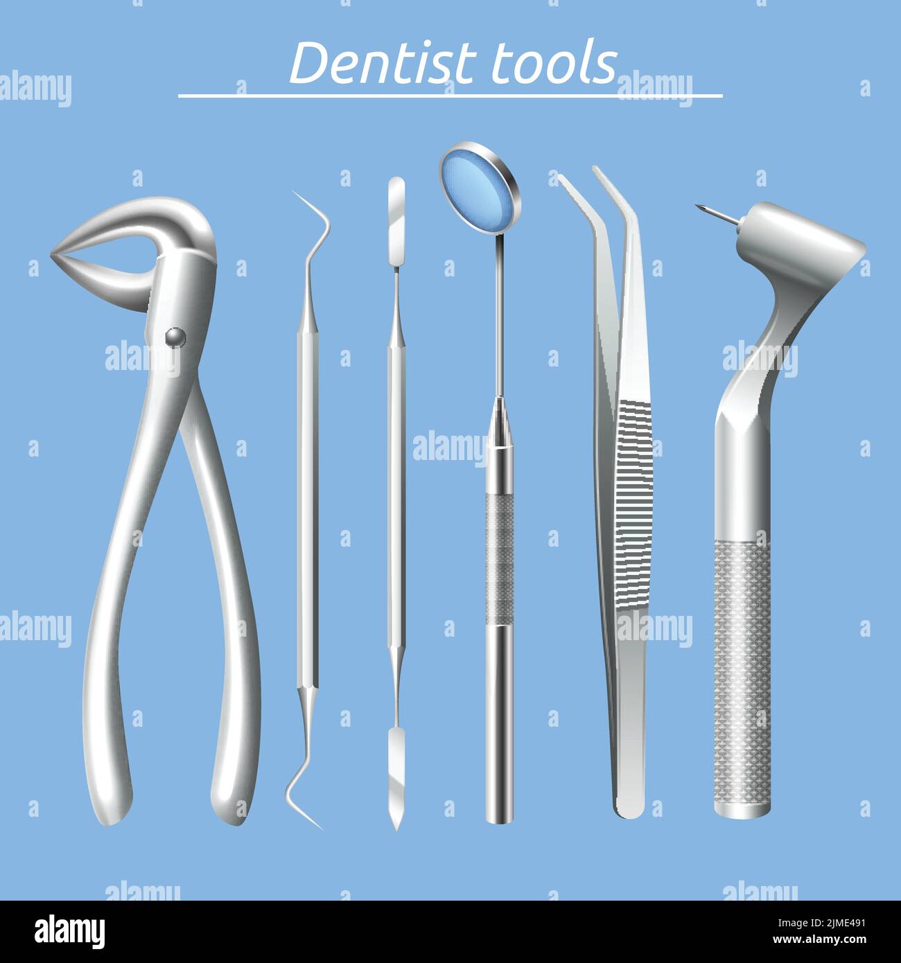 Realistic dentist tools and tooth healthcare equipment set isolated ...