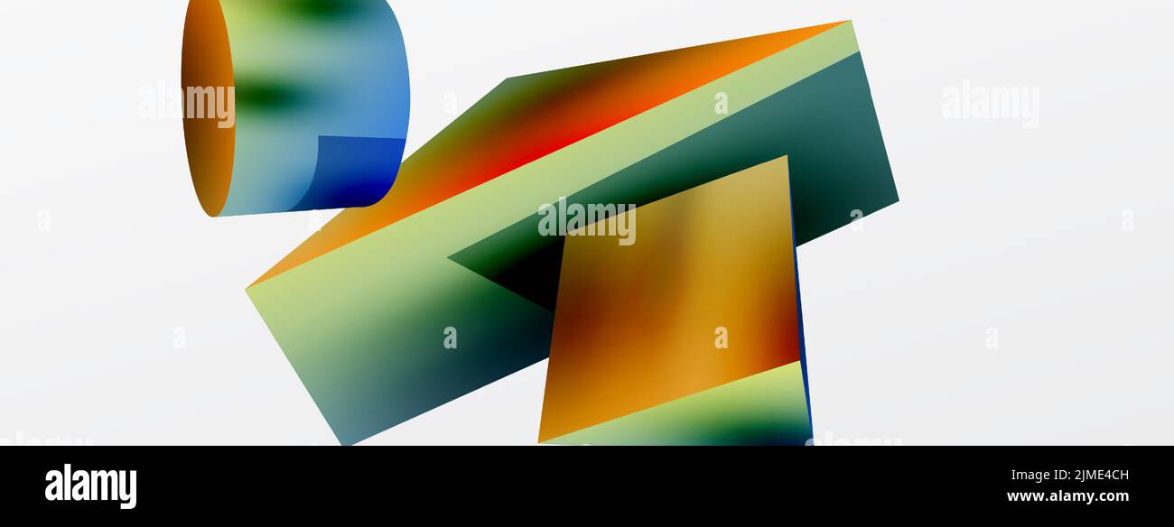 Vector 3d abstract background. Shapes 3d triangle and cylinder. Trendy ...