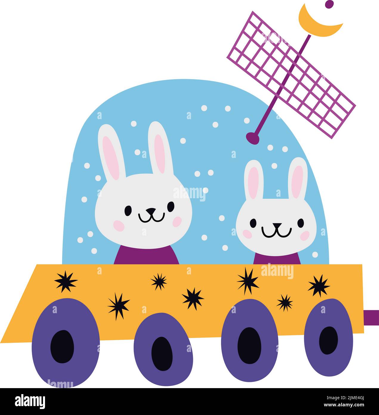Cute rover with funny animals. Space planet exploration Stock Vector ...
