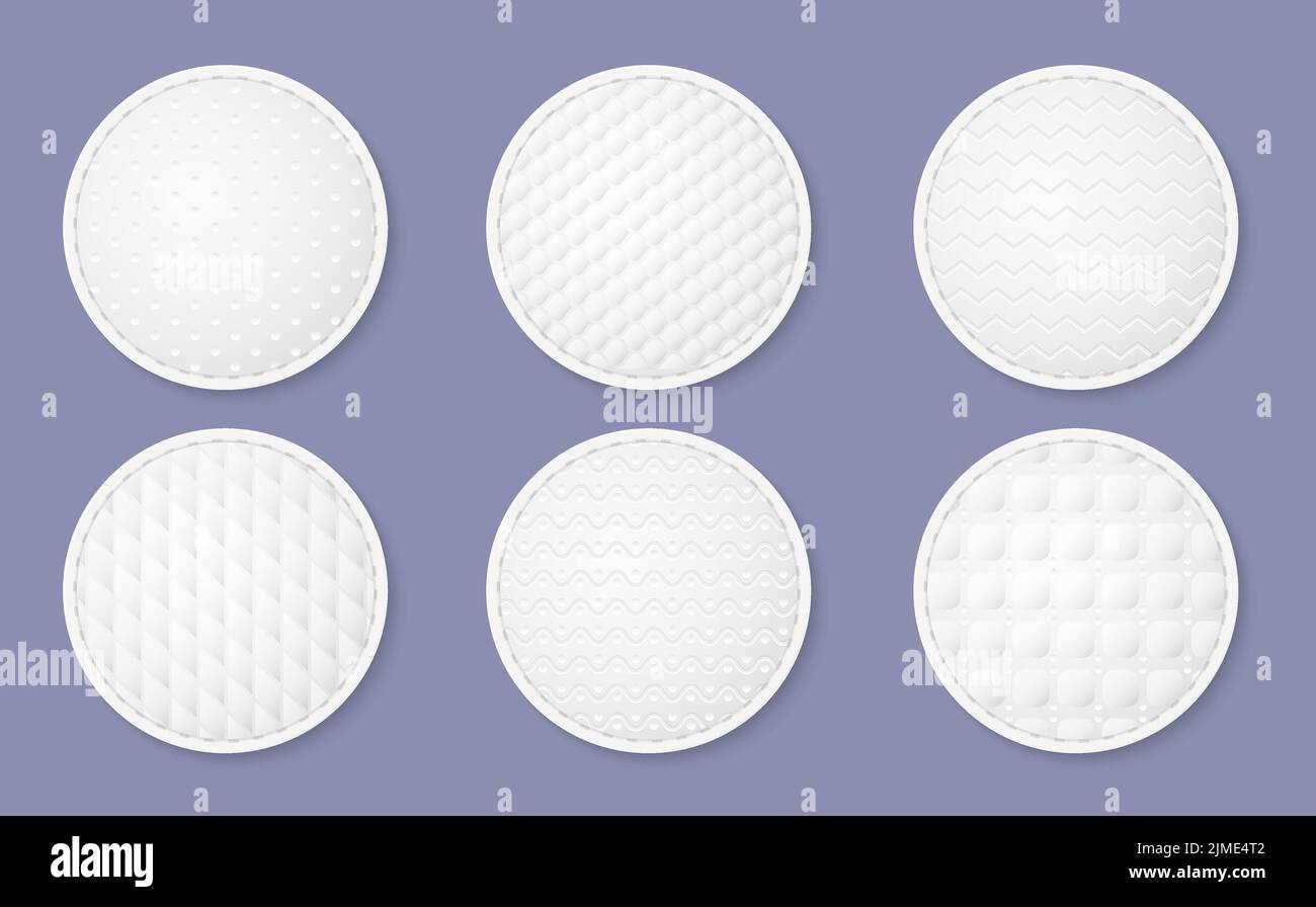 Cosmetic cotton pads texture. Realistic round white discs, hygiene and ...