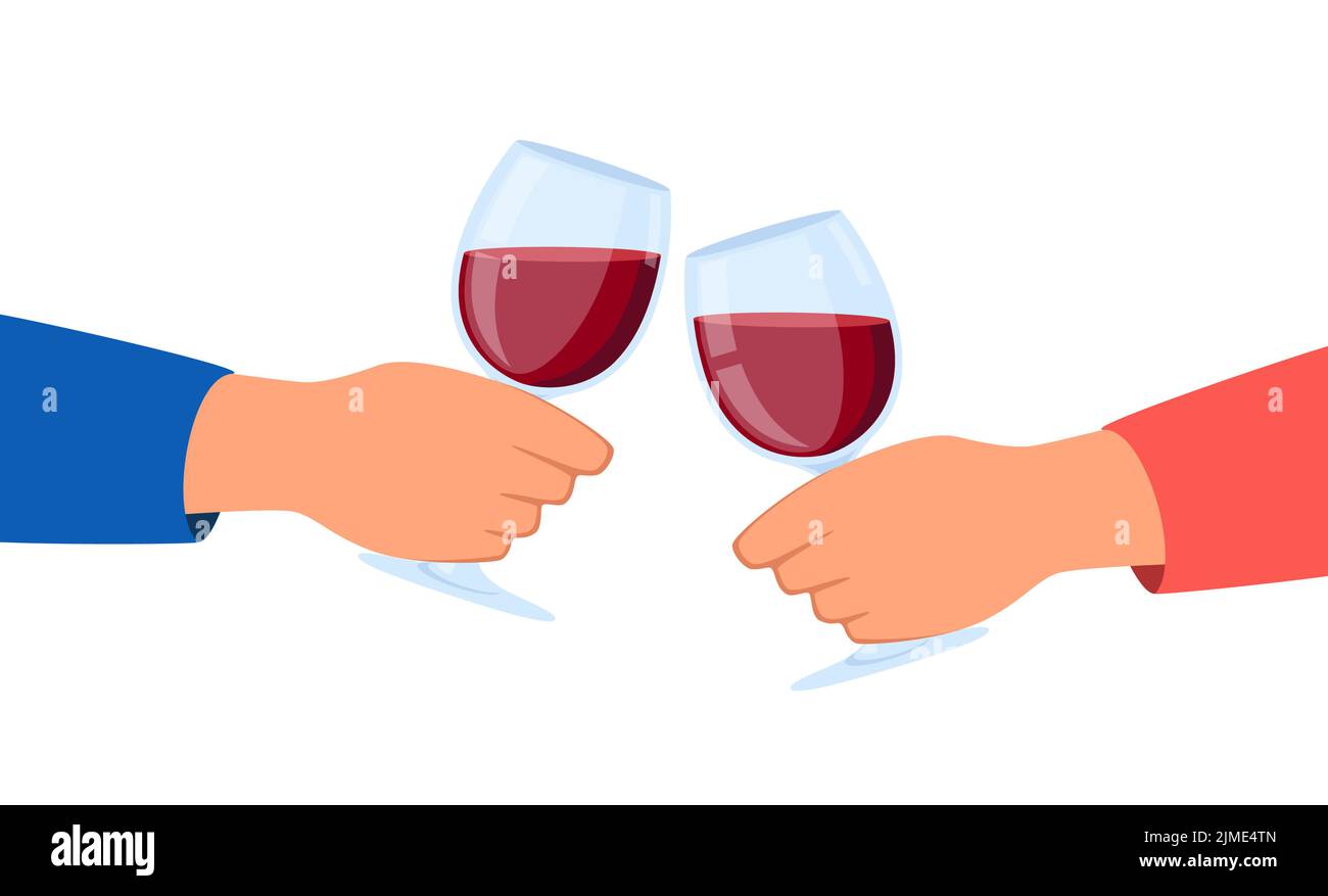 Clink glasses hands. Friends clink wine drinks, alcohol drinks in ...