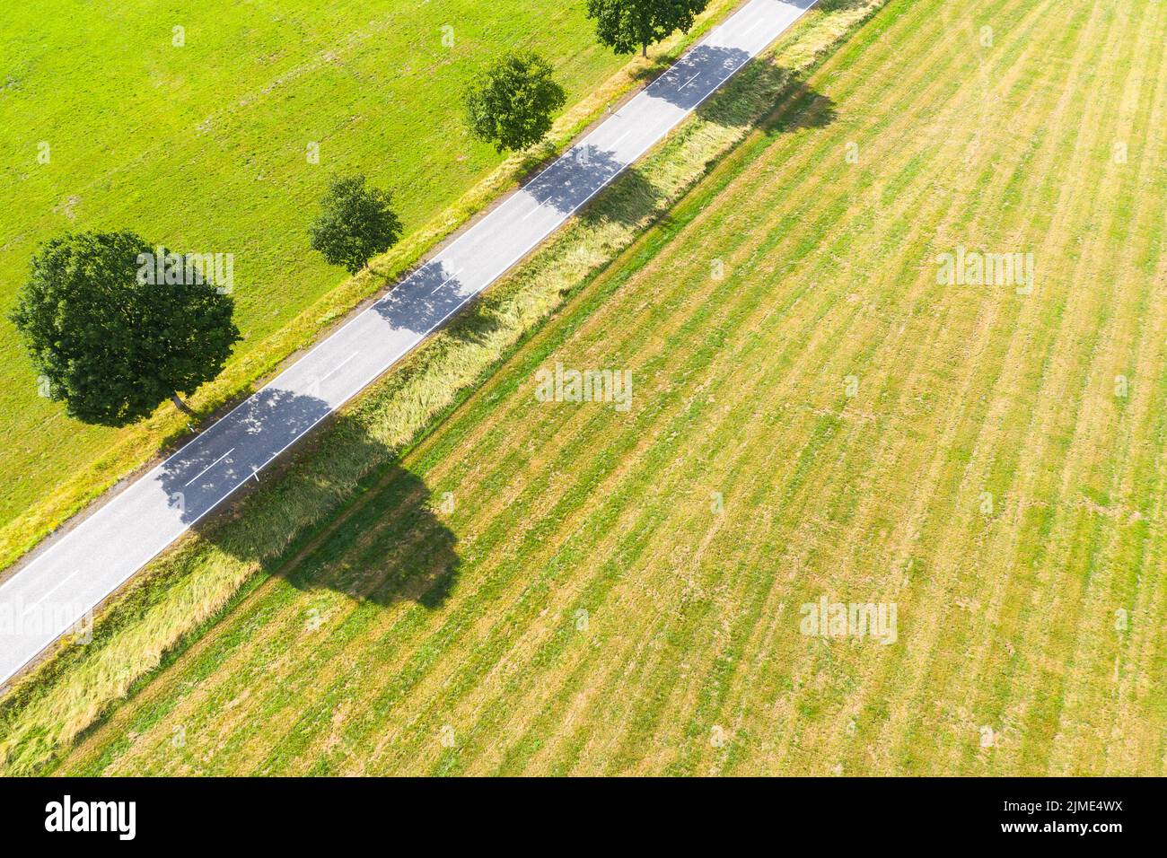 A countryside street from above in the sun Stock Photo - Alamy