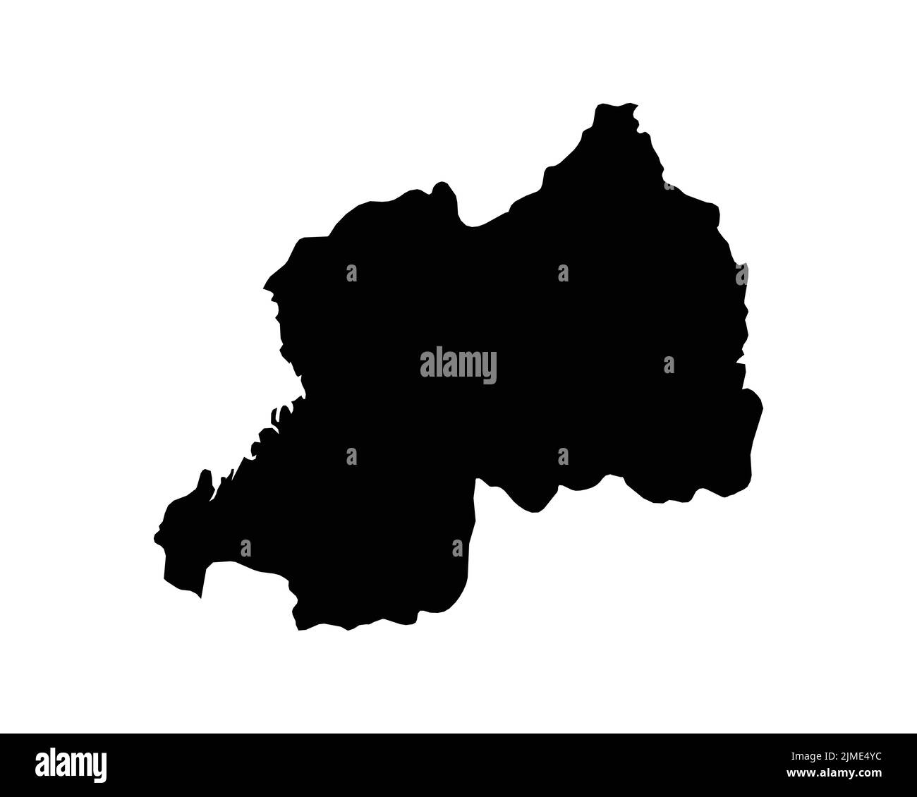 Rwanda Map. Rwandan Country Map. Black and White Rwandese National ...