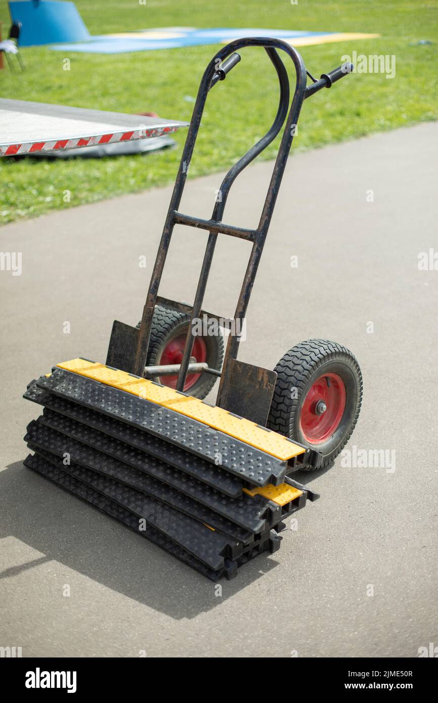Loading trolley. Rubber insulators are on the truck Stock Photo - Alamy