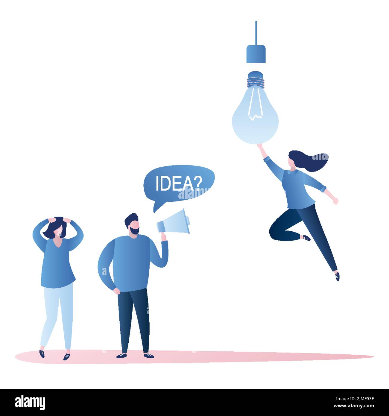 Business teamwork and new ideas search. Businessman with loudspeaker ...