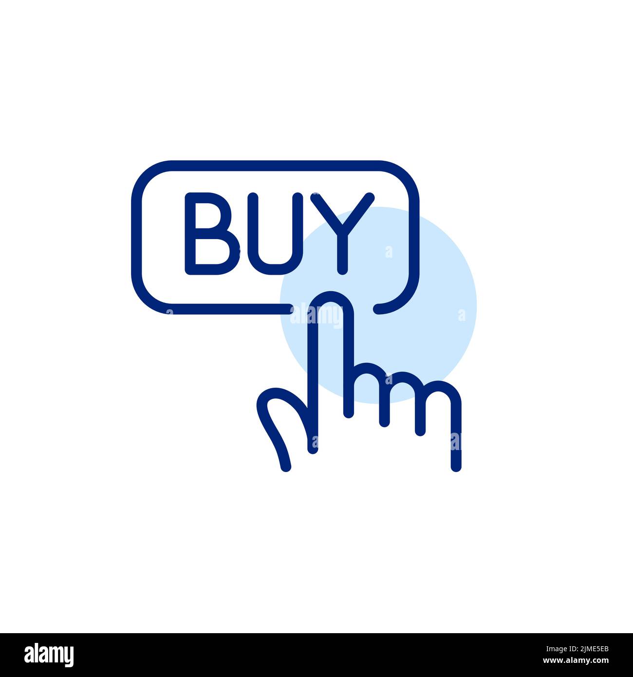 Finger clicking on button with word buy. Pixel perfect, editable stroke ...