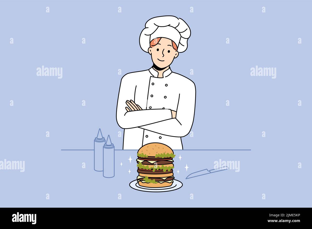 Fast food worker grill Stock Vector Images - Alamy