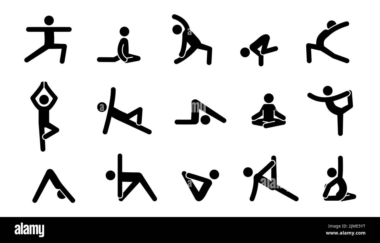 Yoga pictogram icon people. Yoga pose, meditate practice, sport ...