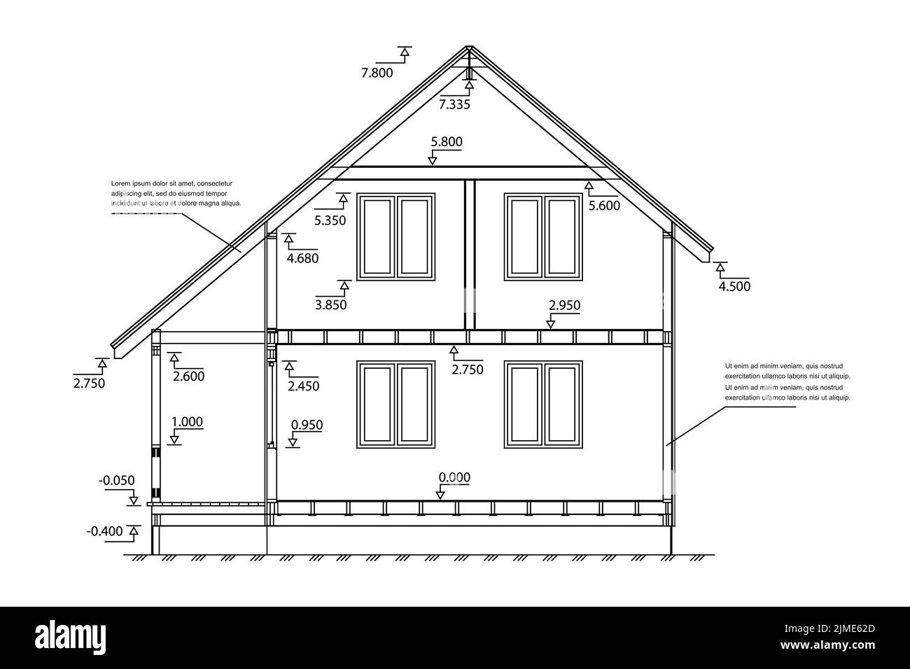 Big house plan or scheme. Detailed architectural plan of the building ...