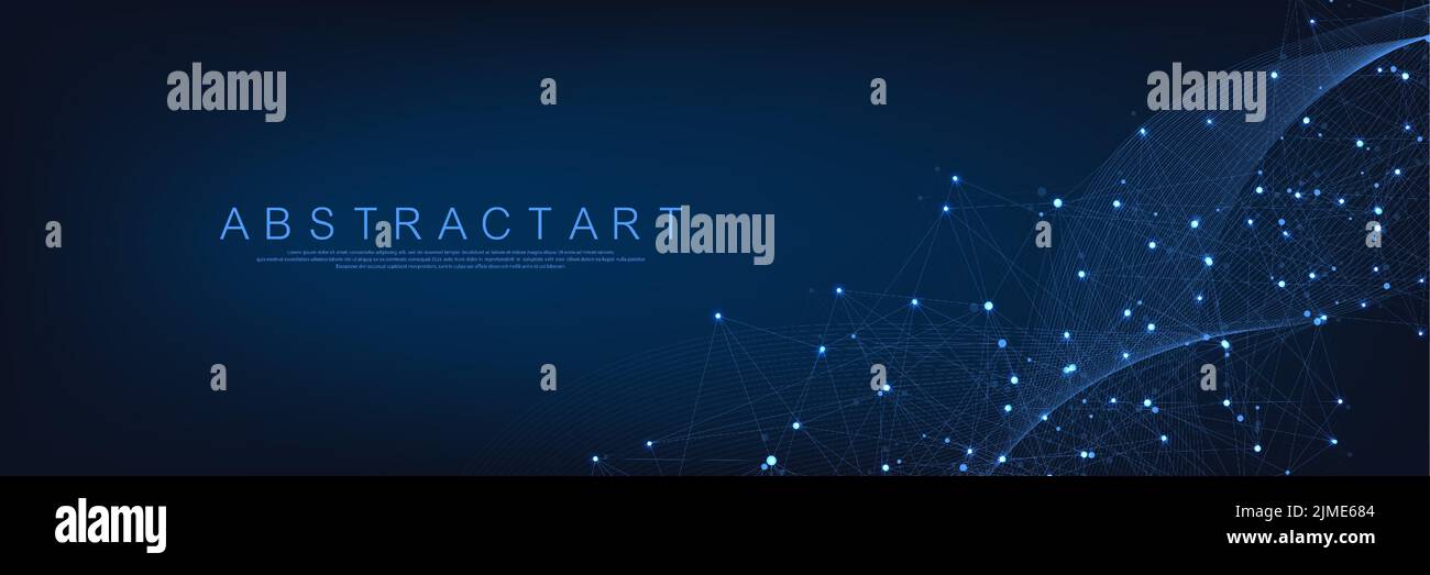 Technology abstract lines and dots connection background. Connection digital data and big data ...