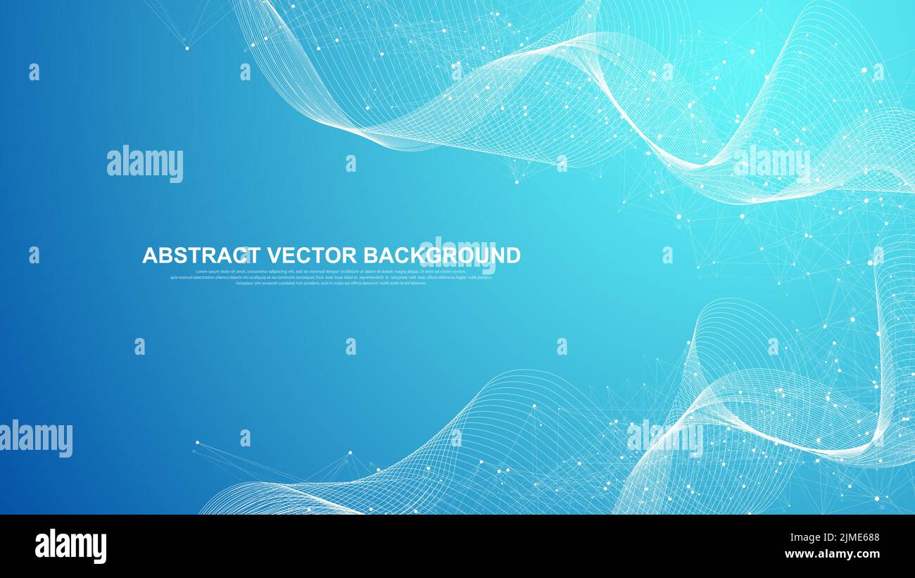 Technology abstract lines and dots connection background. Connection digital data and big data ...