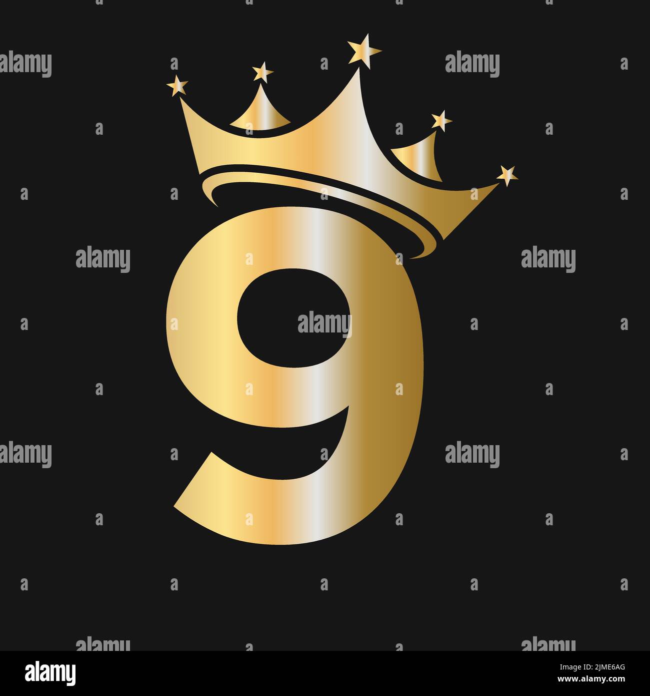 Letter 9 Crown Logo. Crown Logo on Letter 9 Vector Template for Beauty ...