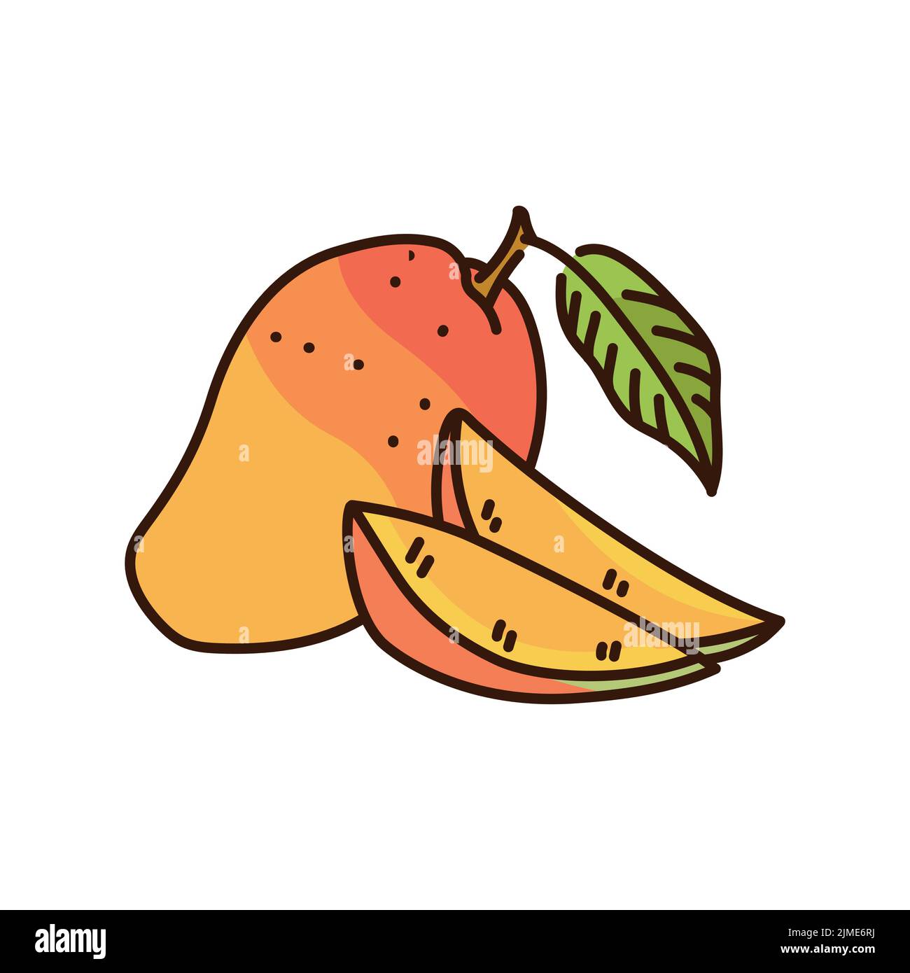 Mango and slices color line icon. Tropical fruit. Pictogram for web ...