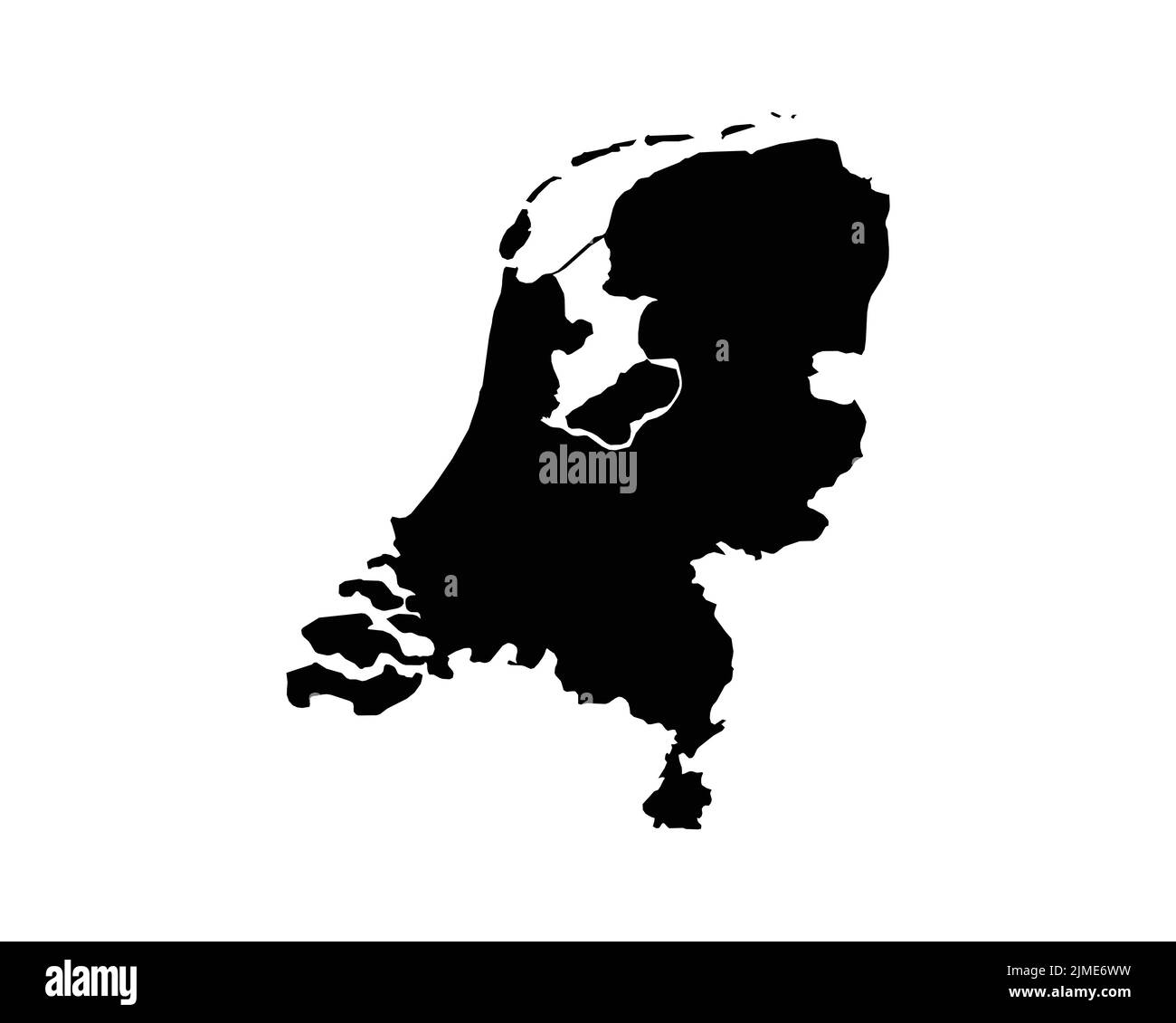 Netherlands Map. Dutch Country Map. Black and White Holland National Nation Outline Geography ...