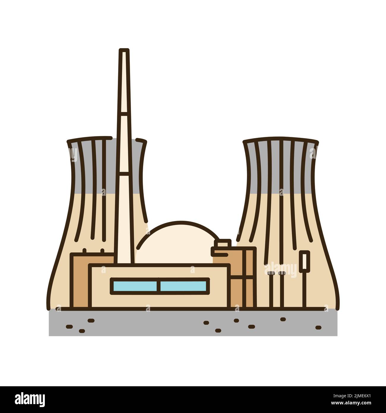 Nuclear factory color line icon. Pictogram for web page, mobile app ...