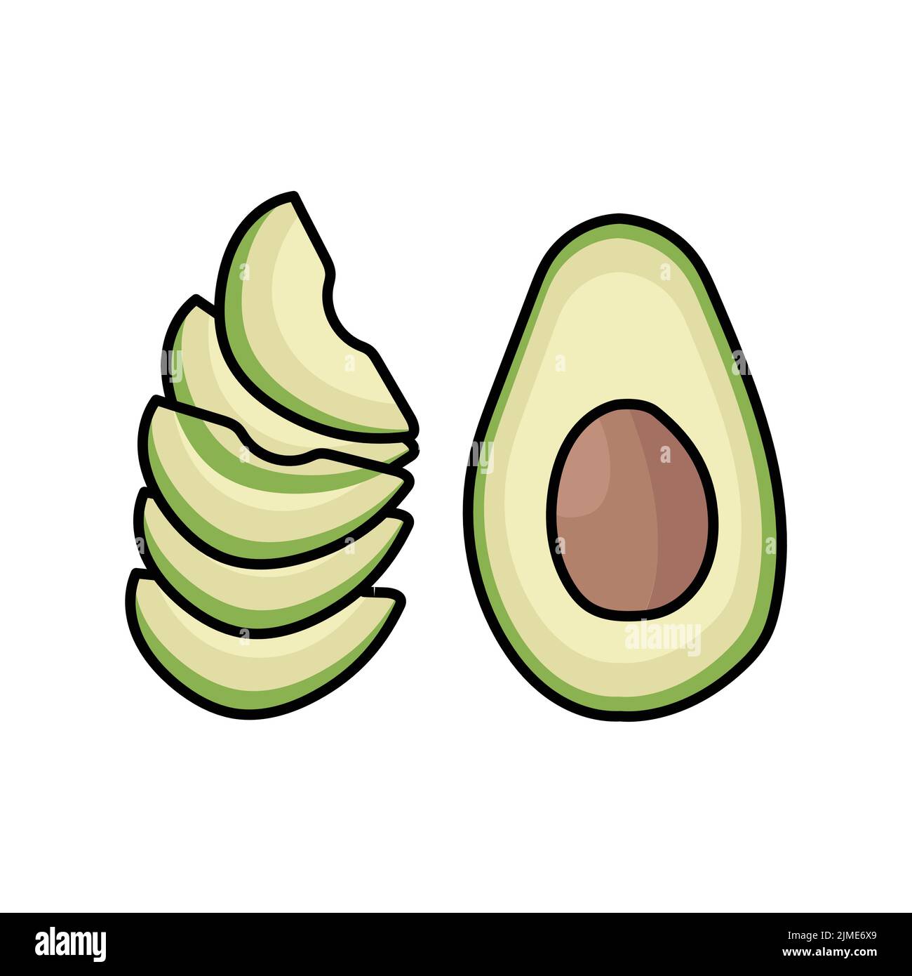Half and slices avocado color line icon. Natural vegetable. Pictogram ...