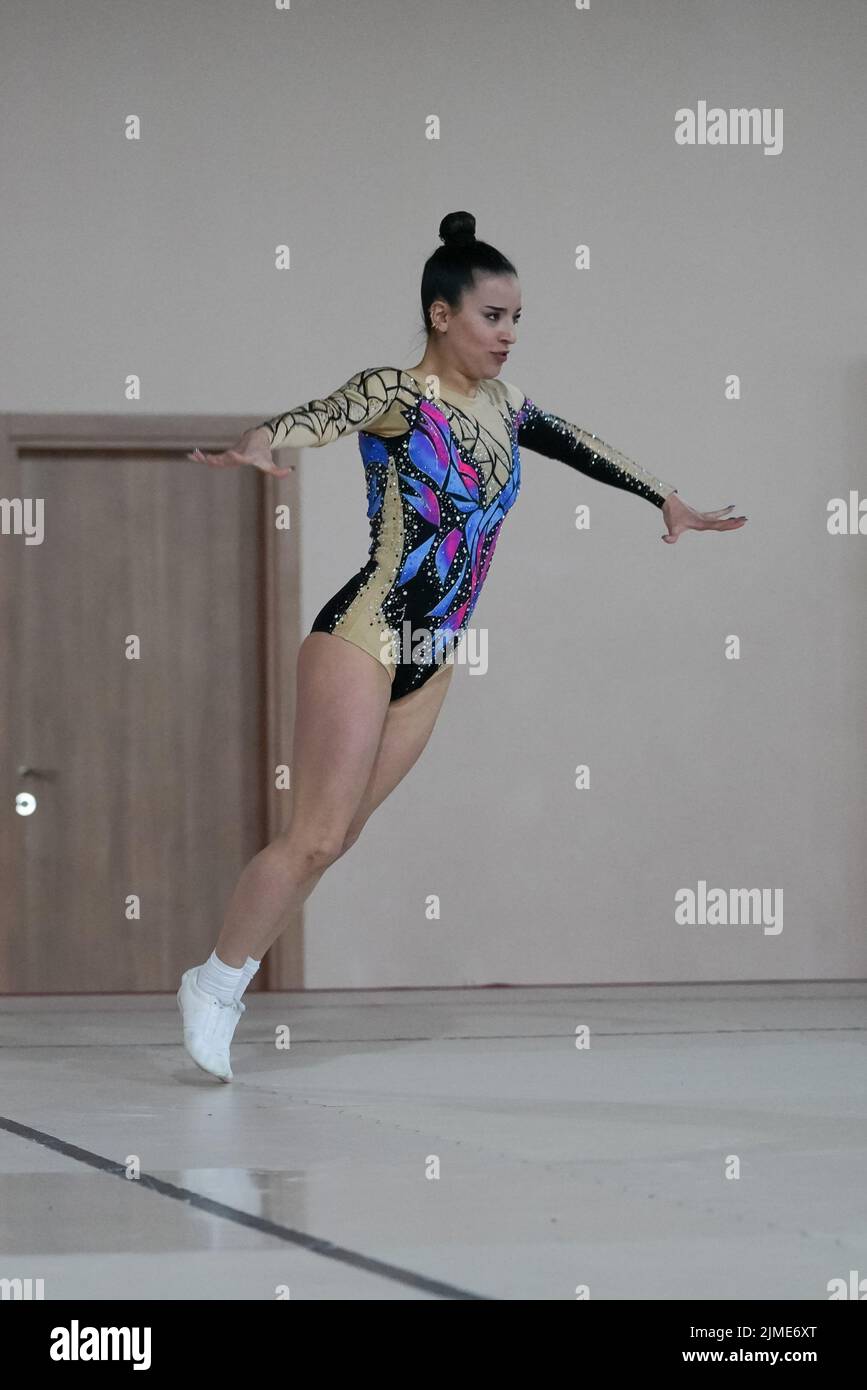 ISTANBUL, TURKEY - APRIL 24, 2022: Undefined athlete performs during ...