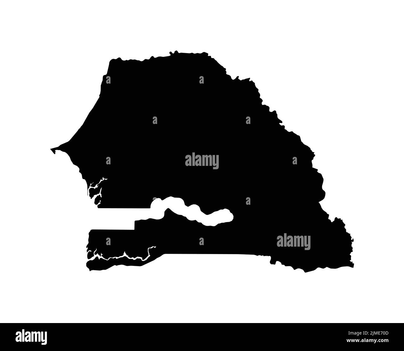 Senegal Map. Senegalese Country Map. Black and White National Nation Geography Outline Border ...