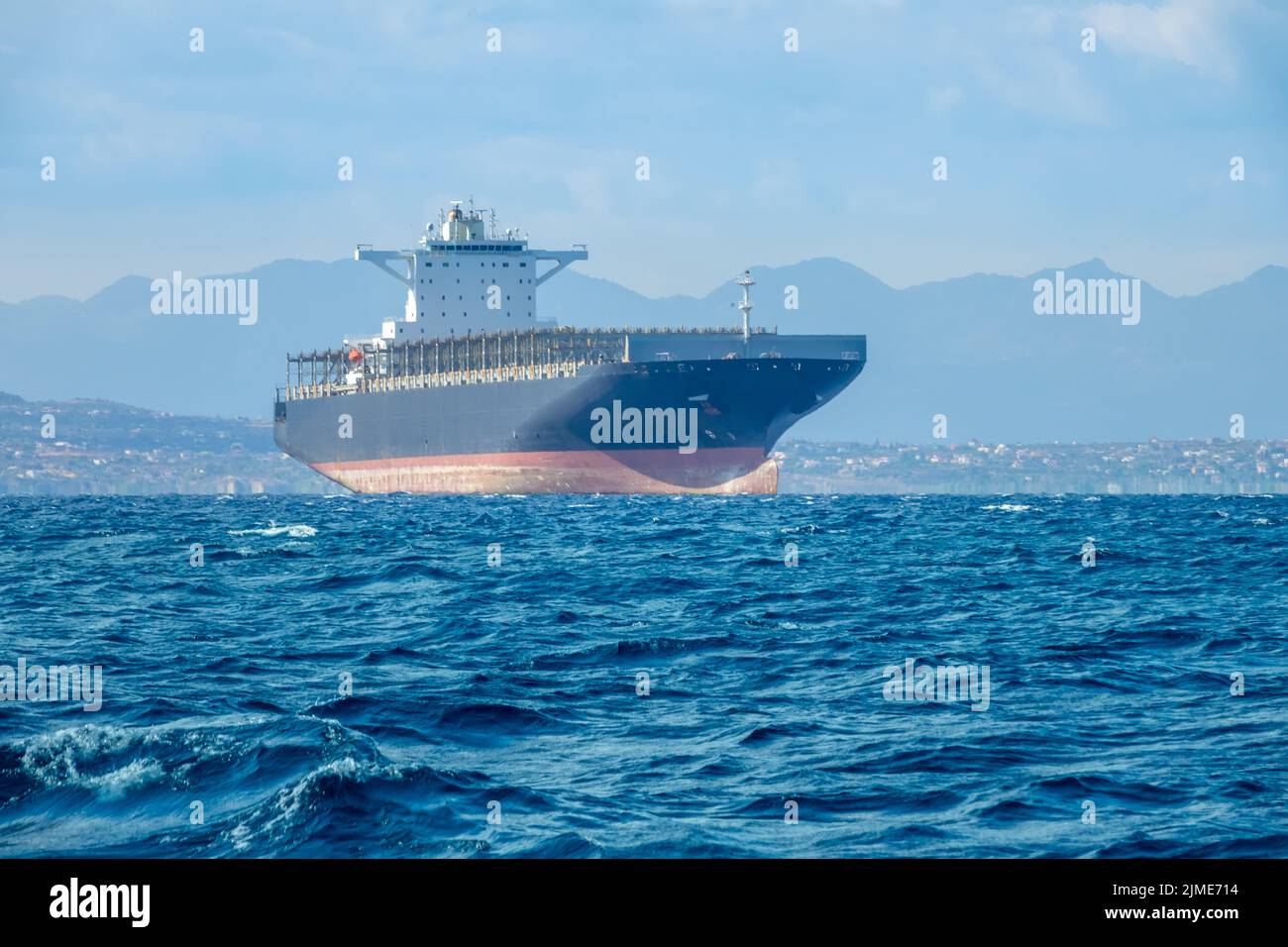 Empty Cargo Ship Near the Mediterranean Coast Stock Photo - Alamy