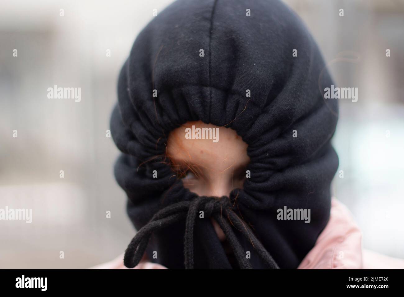 The Girl Hid In The Hood Girl In A Black Hood The Schoolgirl Hid From