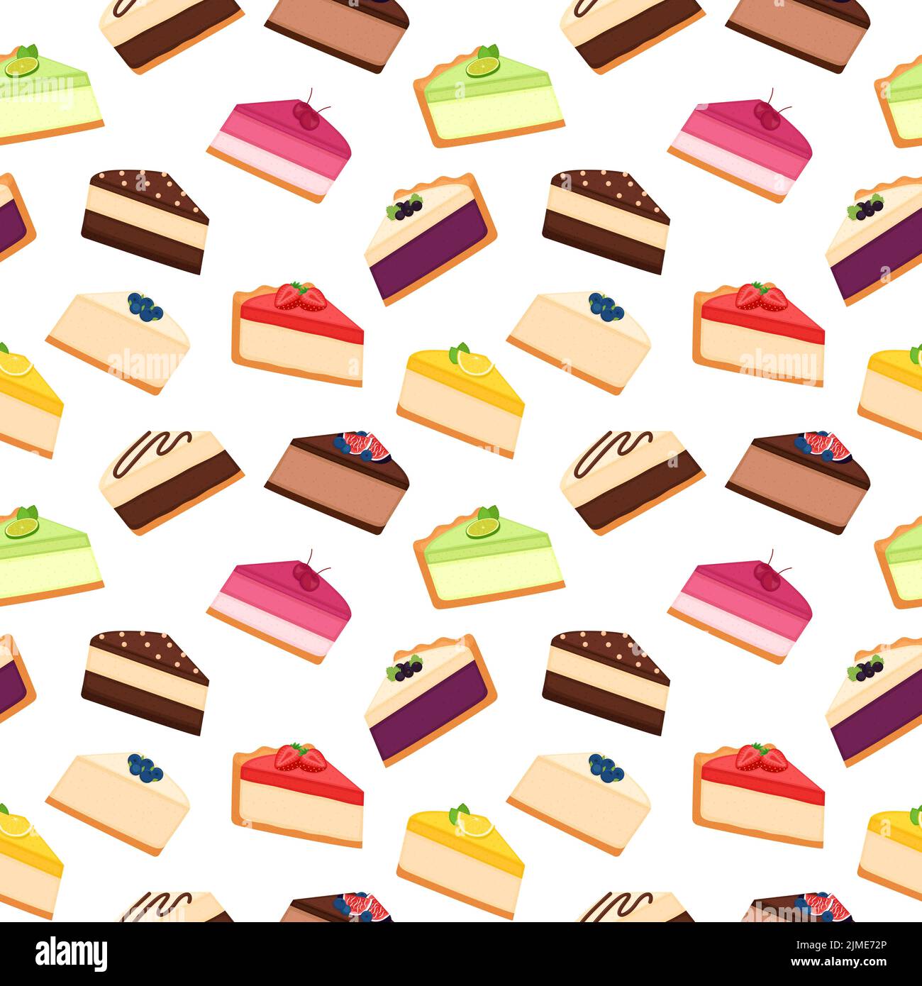Seamless pattern with pieces of cheesecakes. Bright background with ...
