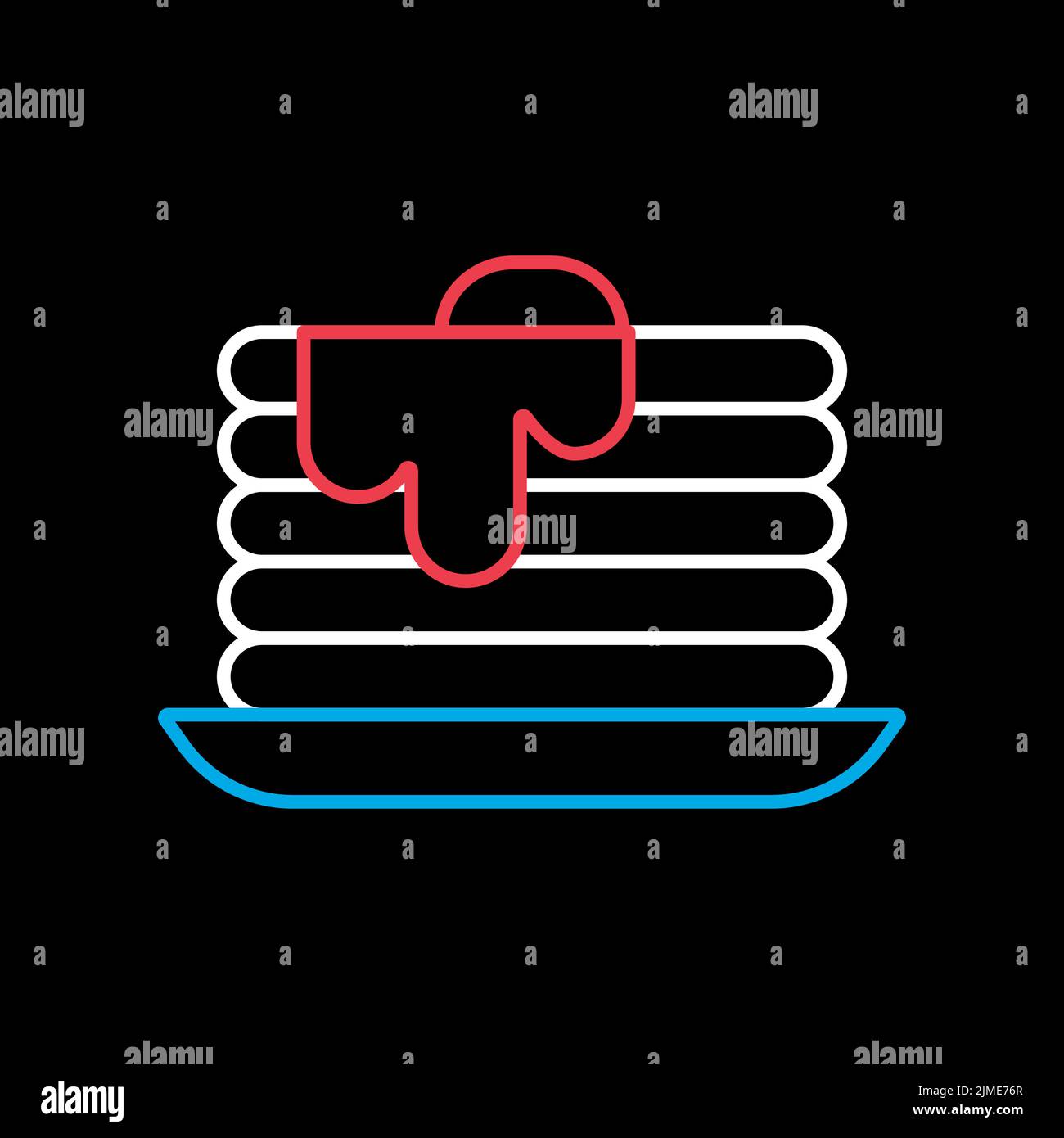 Pancake vector isolated on black background icon. Fast food sign. Graph ...