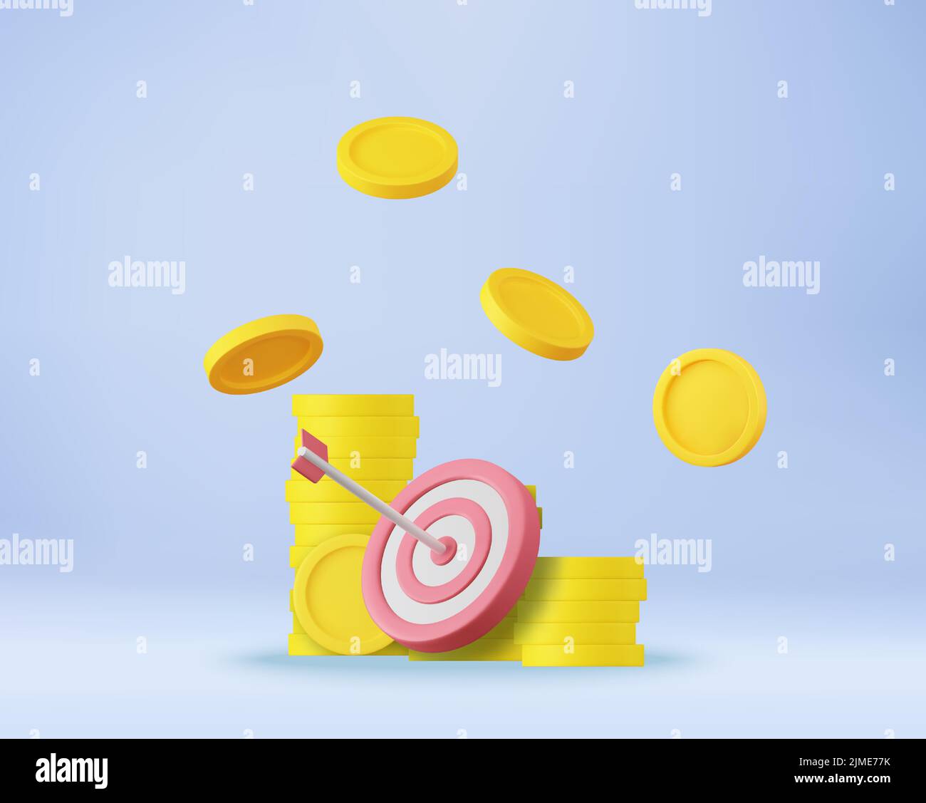 3d red target and arrows with stacks coins Stock Vector Image & Art - Alamy