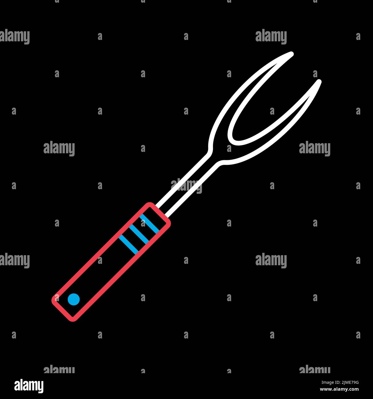 Big kitchen fork vector isolated on the black icon. Kitchen appliances ...