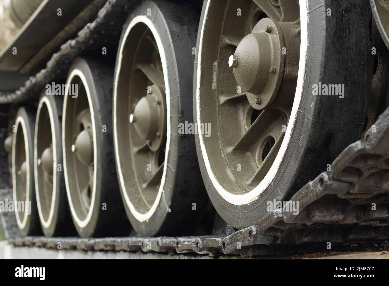Tank tracks. Military equipment. A tank from the Second World War Stock ...