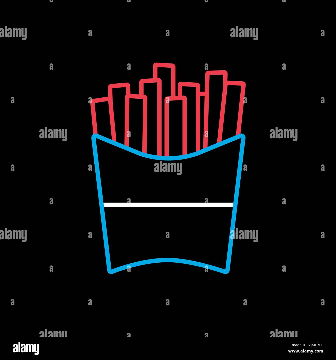 French fries vector isolated on black background icon. Fast food sign ...