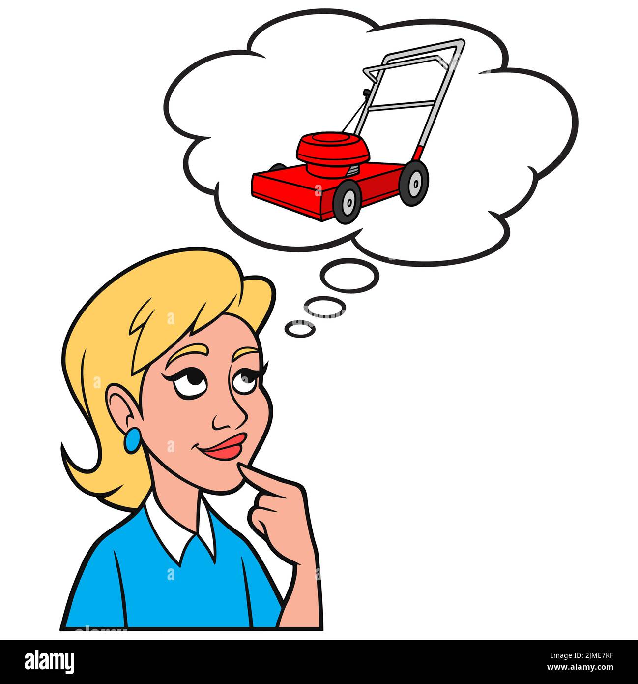 Girl Lawn Mower Cartoon