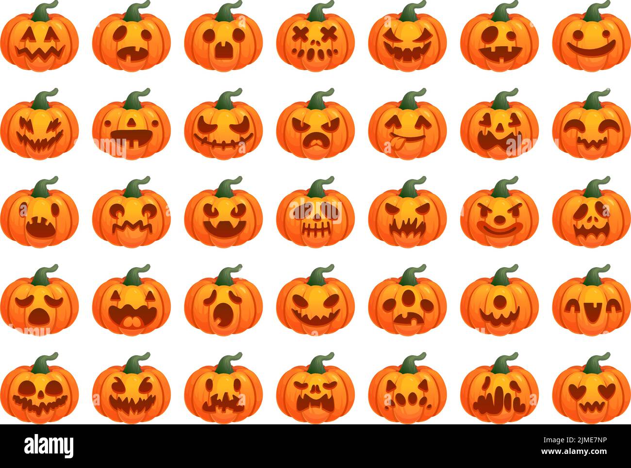 Pumpkin emoji. Halloween cartoon pumpkins carved face, helloween happy ...
