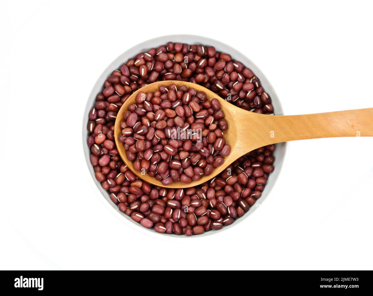 Azuki Bean or Red Bean Seeds in a bowl isolated on white background ...